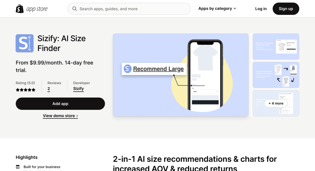 Sizify AI Size Chart
