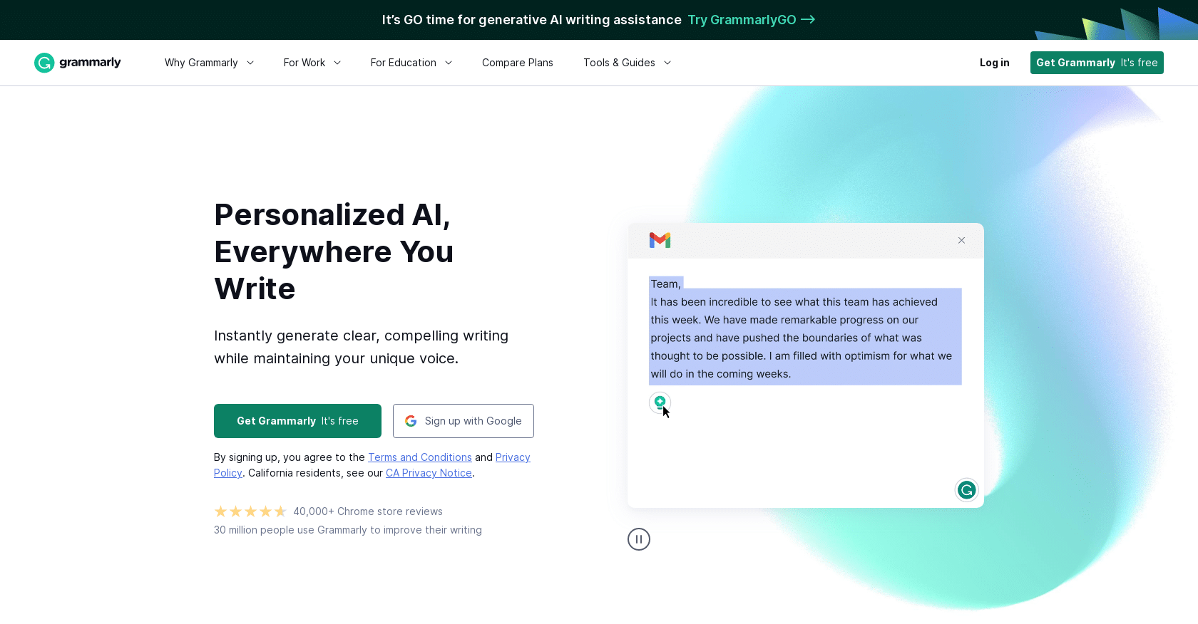 Grammarly AI: Free AI Writing & Text Generation Tools