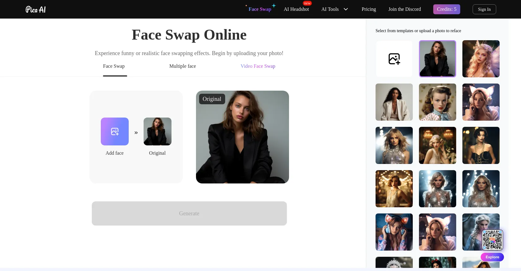 Pica AI: Face Swap Online Tool