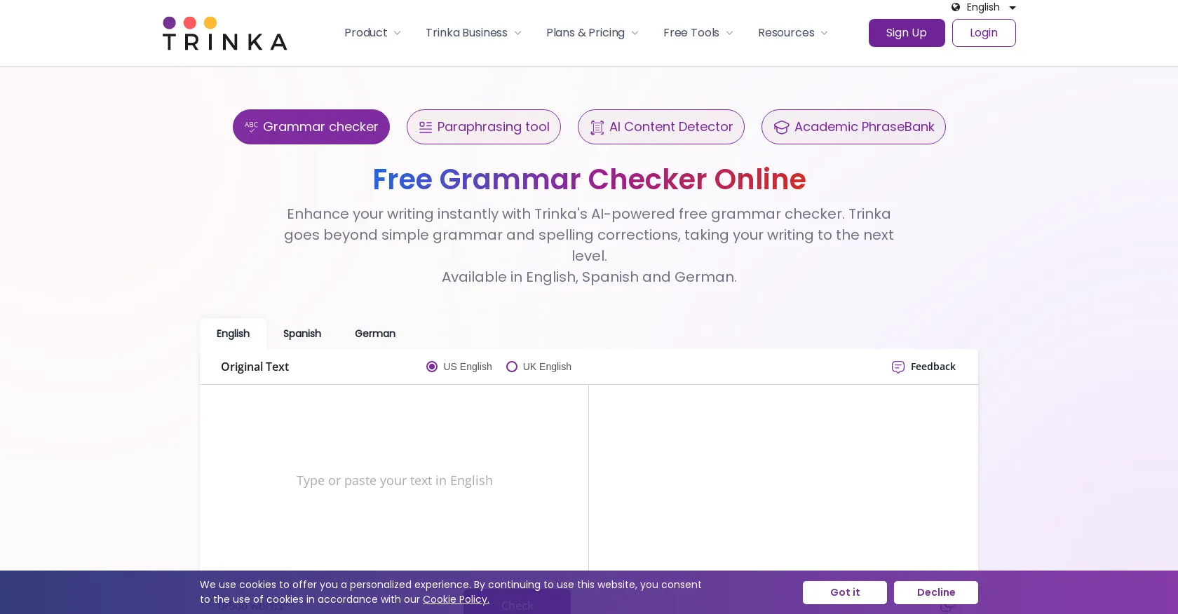 Trinka AI: Free AI Grammar Checker Online