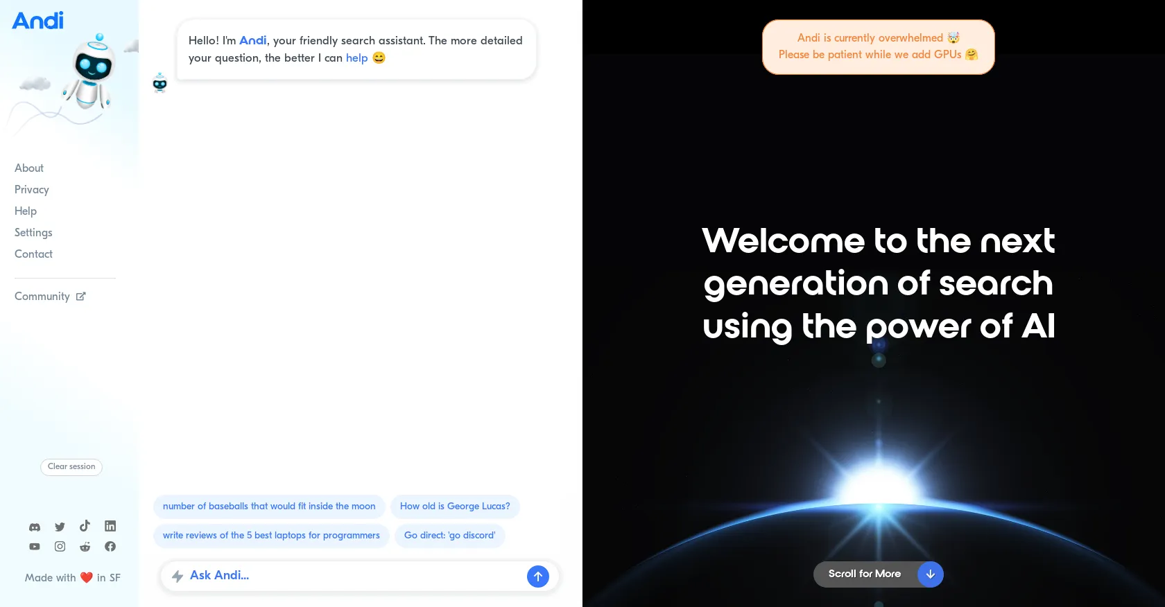 Andi Search: AI Search Chatbot
