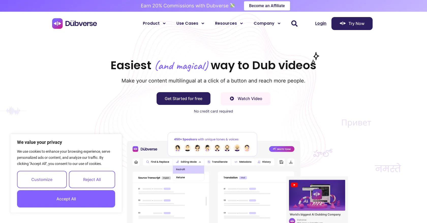 Dubverse AI: Online Video Dubbing