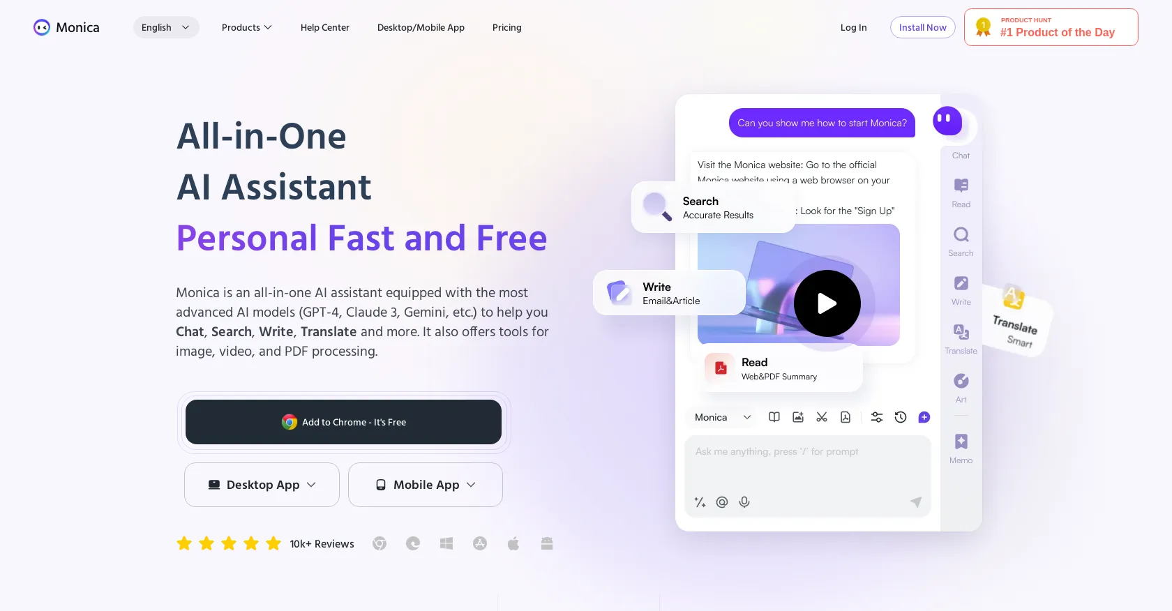 Monica AI: Asistente de IA todo en uno