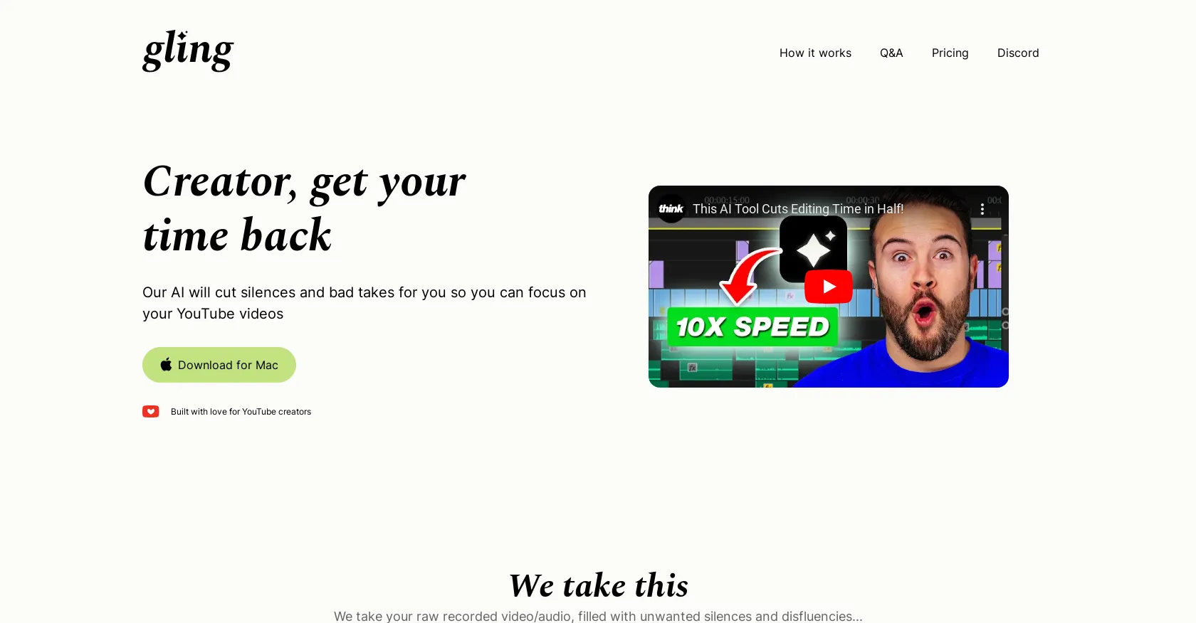 Gling AI: Video editing tool for YouTube creators